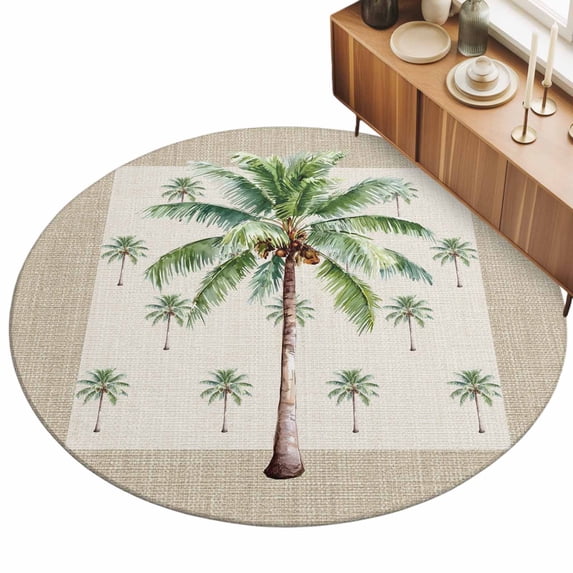 4ft Round Rug Tropical Botanical Area Rugs for Living Room Bedroom ...