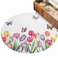 4ft Round Rug Tulips Spring Floral Area Rugs for Living Room Bedroom ...