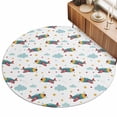 4ft Round Rug Turquoise Airplane Area Rugs for Living Room Bedroom ...