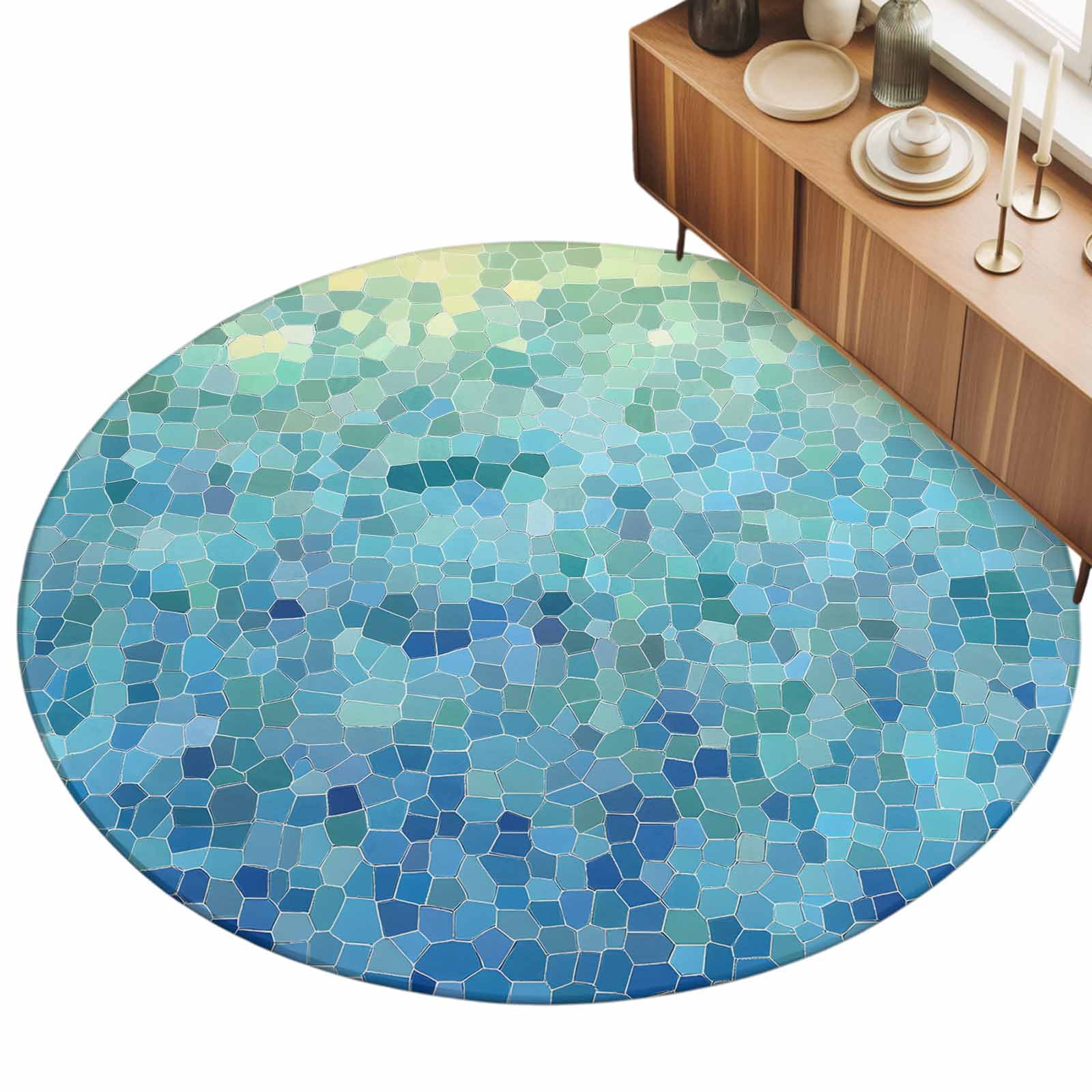 4ft Round Rug Turquoise Blue Teal Area Rugs for Living Room Bedroom ...