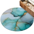 4ft Round Rug Turquoise Gold Marble Area Rugs for Living Room Bedroom ...