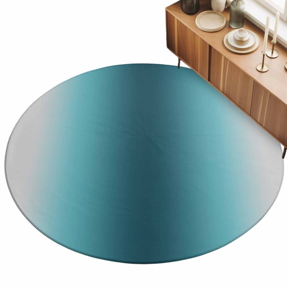 4ft Round Rug Turquoise Grey Ombre Area Rugs for Living Room Bedroom ...