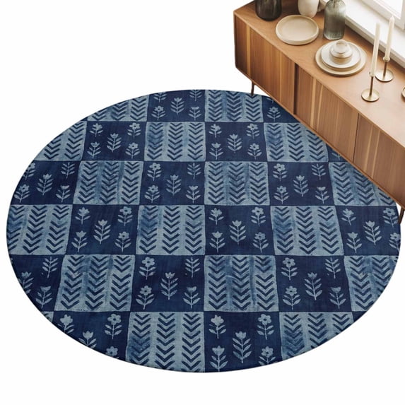 4ft Round Rug Vintage Floral Area Rugs for Living Room Bedroom Washable ...