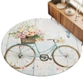 4ft Round Rug Vintage Floral Bicycle Area Rugs for Living Room Bedroom ...