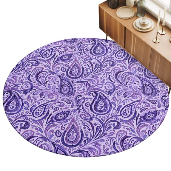 4ft Round Rug Vintage Purple Area Rugs for Living Room Bedroom Washable ...