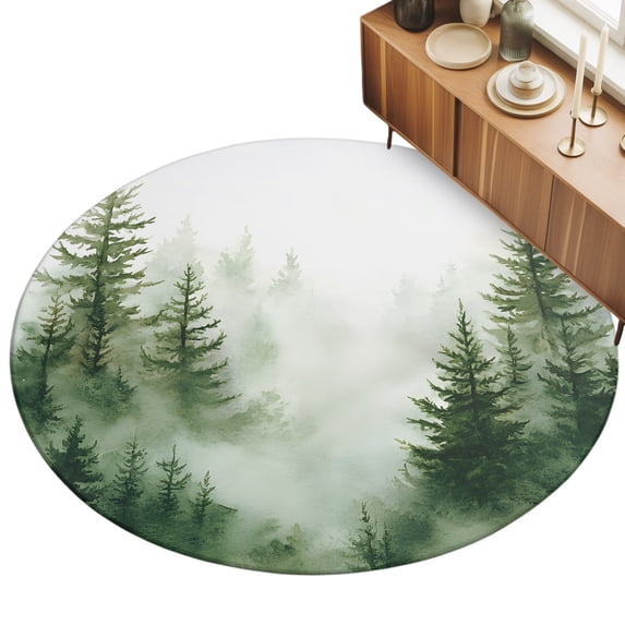 4ft Round Rug Watercolor Forest Area Rugs for Living Room Bedroom ...