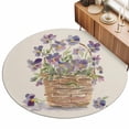 4ft Round Rug Watercolor Purple Floral Area Rugs for Living Room ...