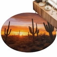 4ft Round Rug Western Cactus Sunset Area Rugs for Living Room Bedroom ...