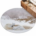 4ft Round Rug White Animals Area Rugs for Living Room Bedroom Washable ...