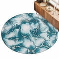 4ft Round Rug White Dark Green Marble Area Rugs for Living Room Bedroom ...