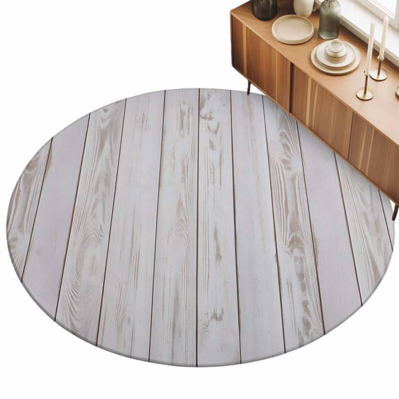 4ft Round Rug Wood Grain Rustic Area Rugs for Living Room Bedroom ...