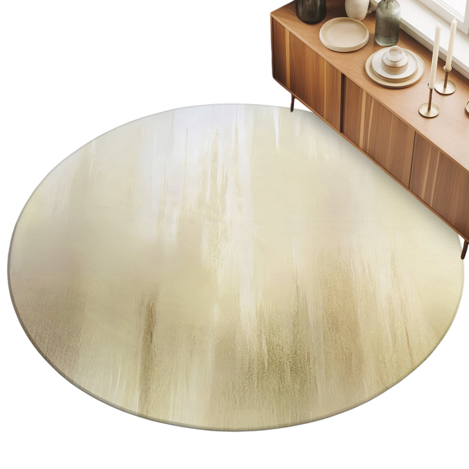 4ft Round Rug Yellow Ombre Area Rugs for Living Room Bedroom Washable ...