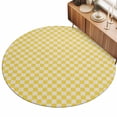 4ft Round Rug Yellow Plaid Area Rugs for Living Room Bedroom Washable ...