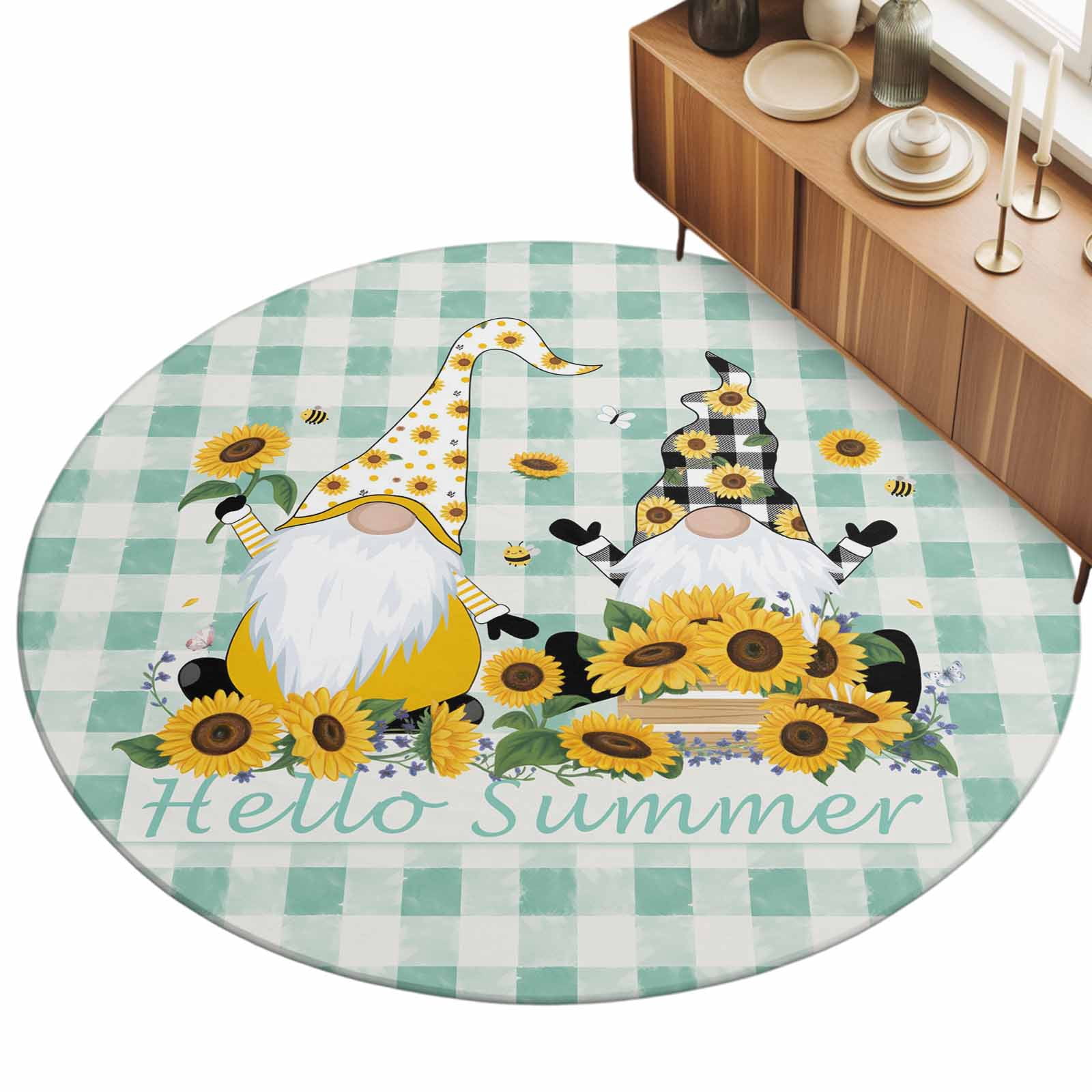 4ft Round Rug Yellow Sunflower Area Rugs for Living Room Bedroom ...
