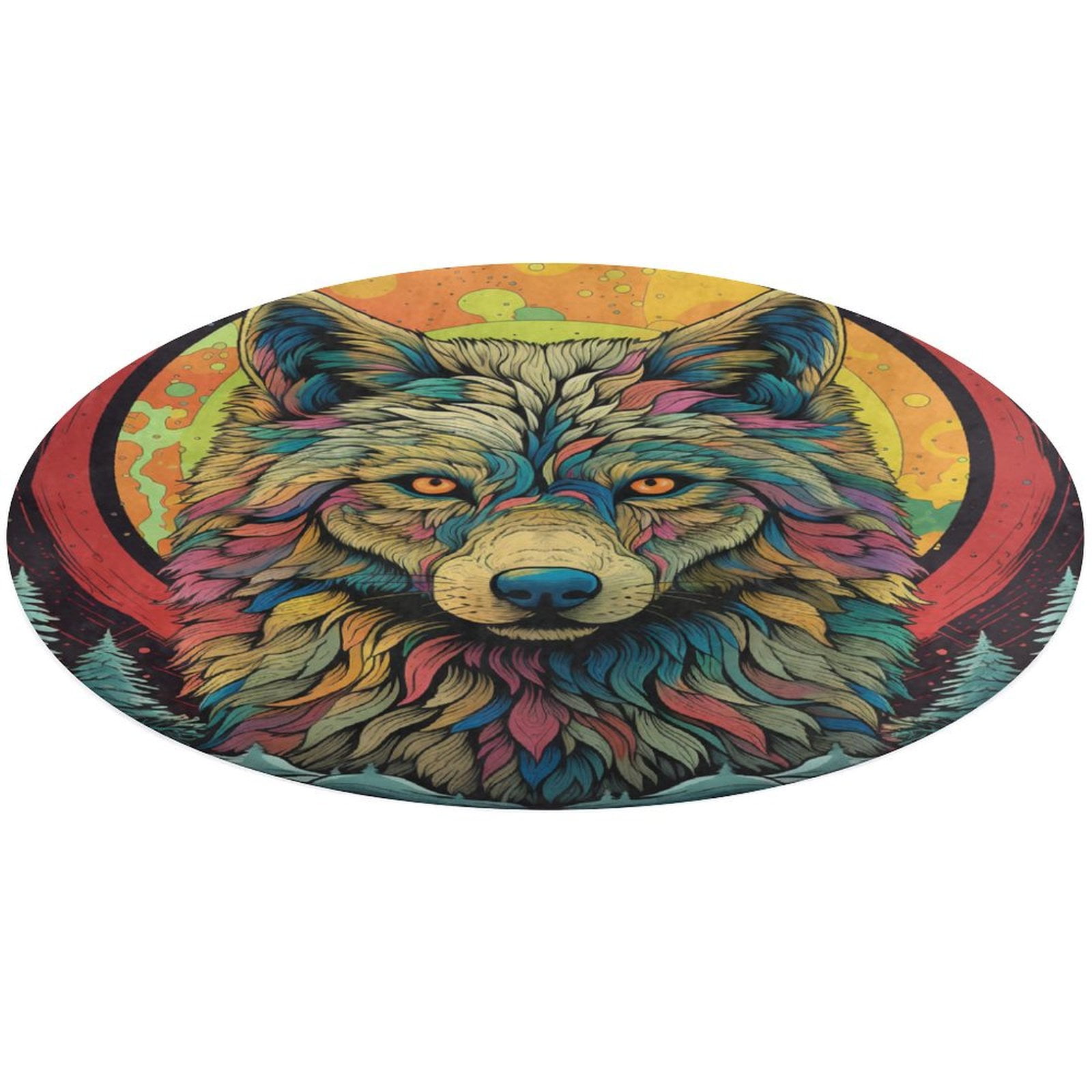 4ft Rug for Kids Room Playroom Nursery Bedroom Colorful Lone Wolf ...