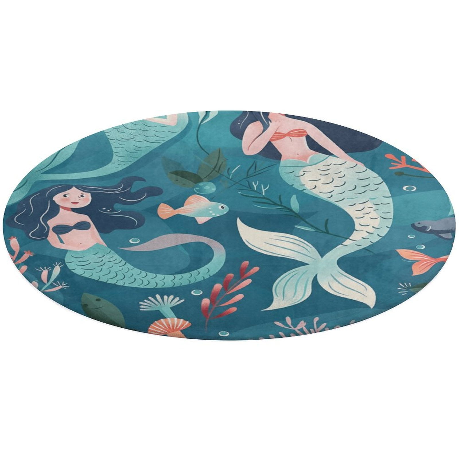 4ft Rug for Kids Room Playroom Nursery Bedroom Ocean Cute Mermaid ...