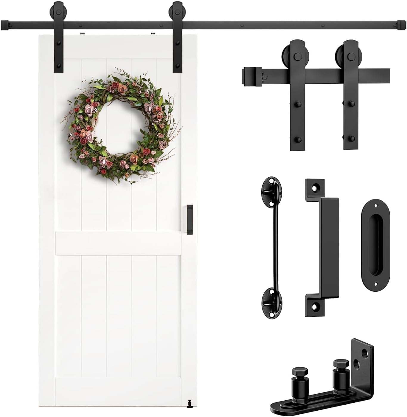 4ft Sliding Barn Door Kit Heavy Duty with H and 2 Handles-ly Quietly ...
