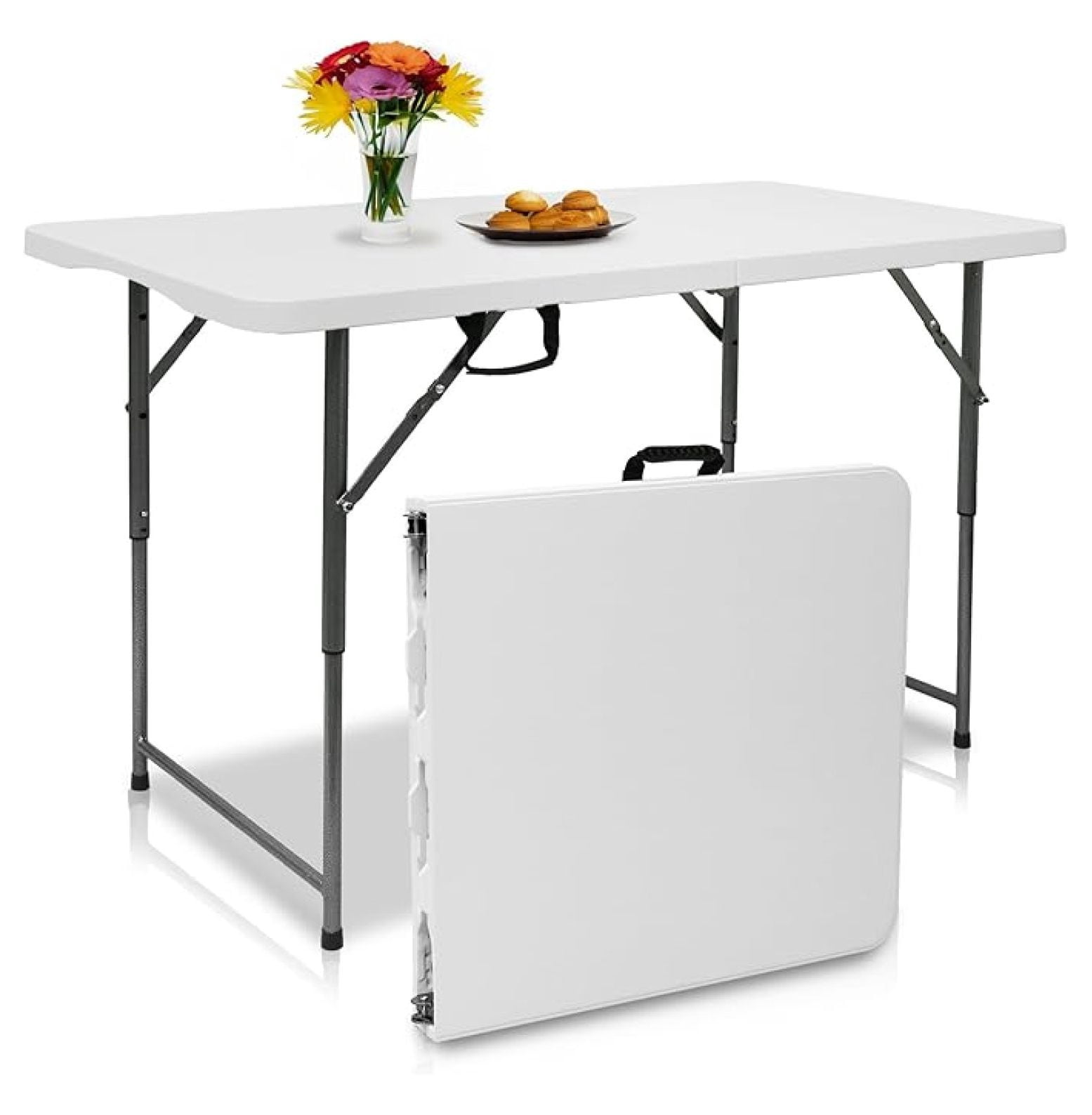 4ft Table, Adjustable Height Table with Foldable, Easy to Carry, for ...