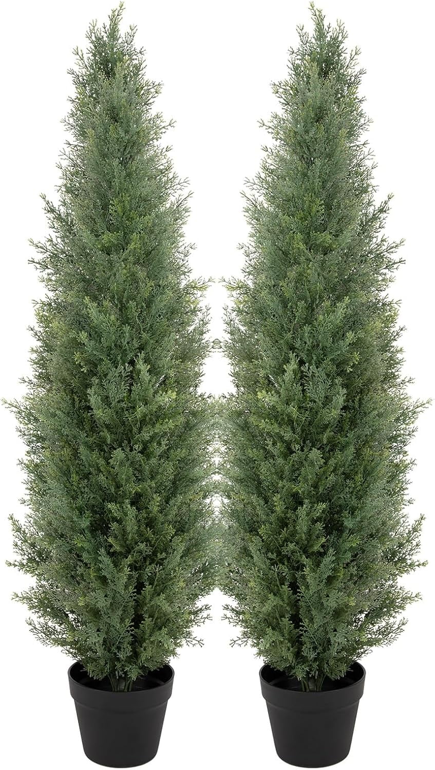 4ft UV Resistant Artificial Topiary Trees Outdoor, 48in Faux Cedar Tree ...