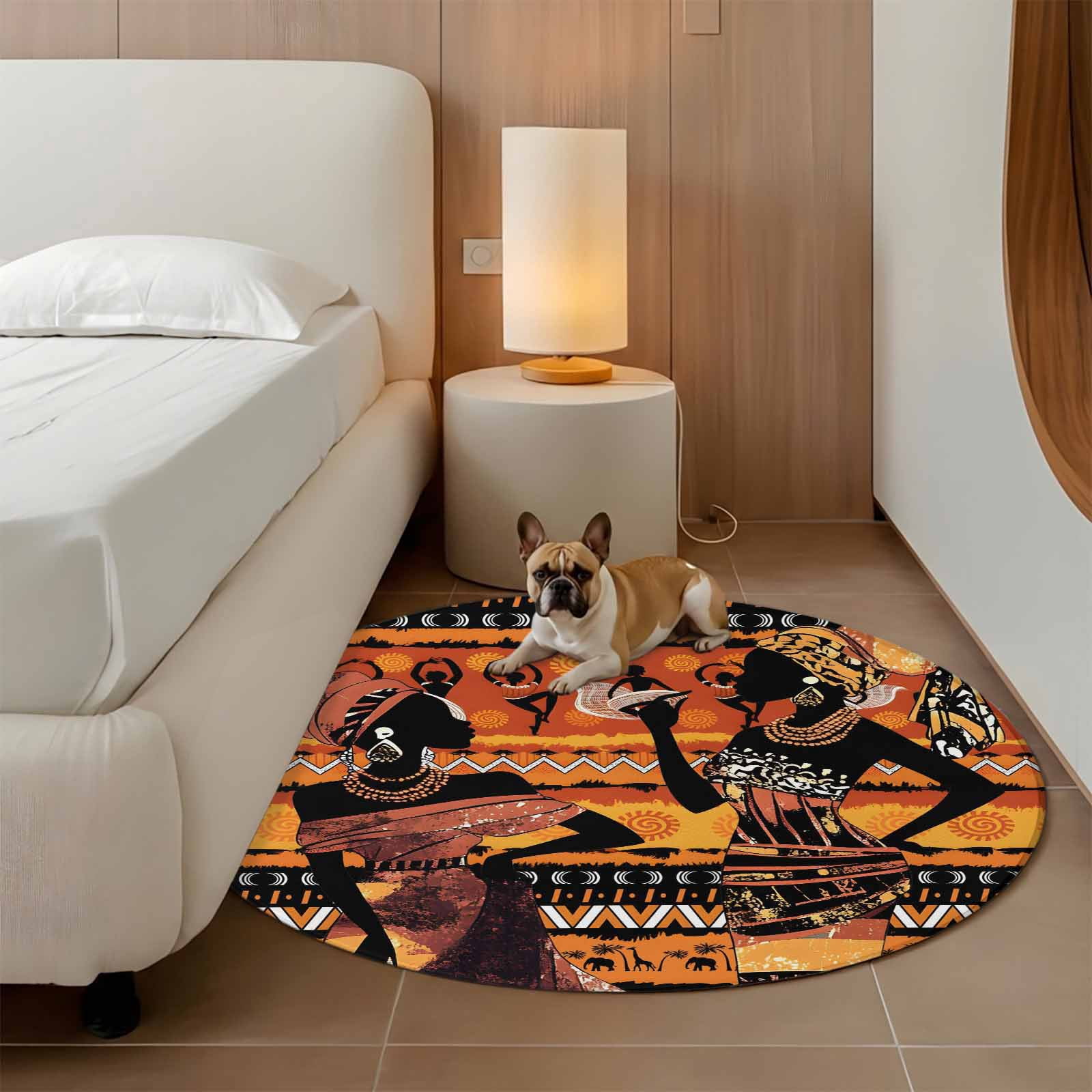 4ft Washable Round Rug, African Women Non-Slip Circle Area Rug for ...