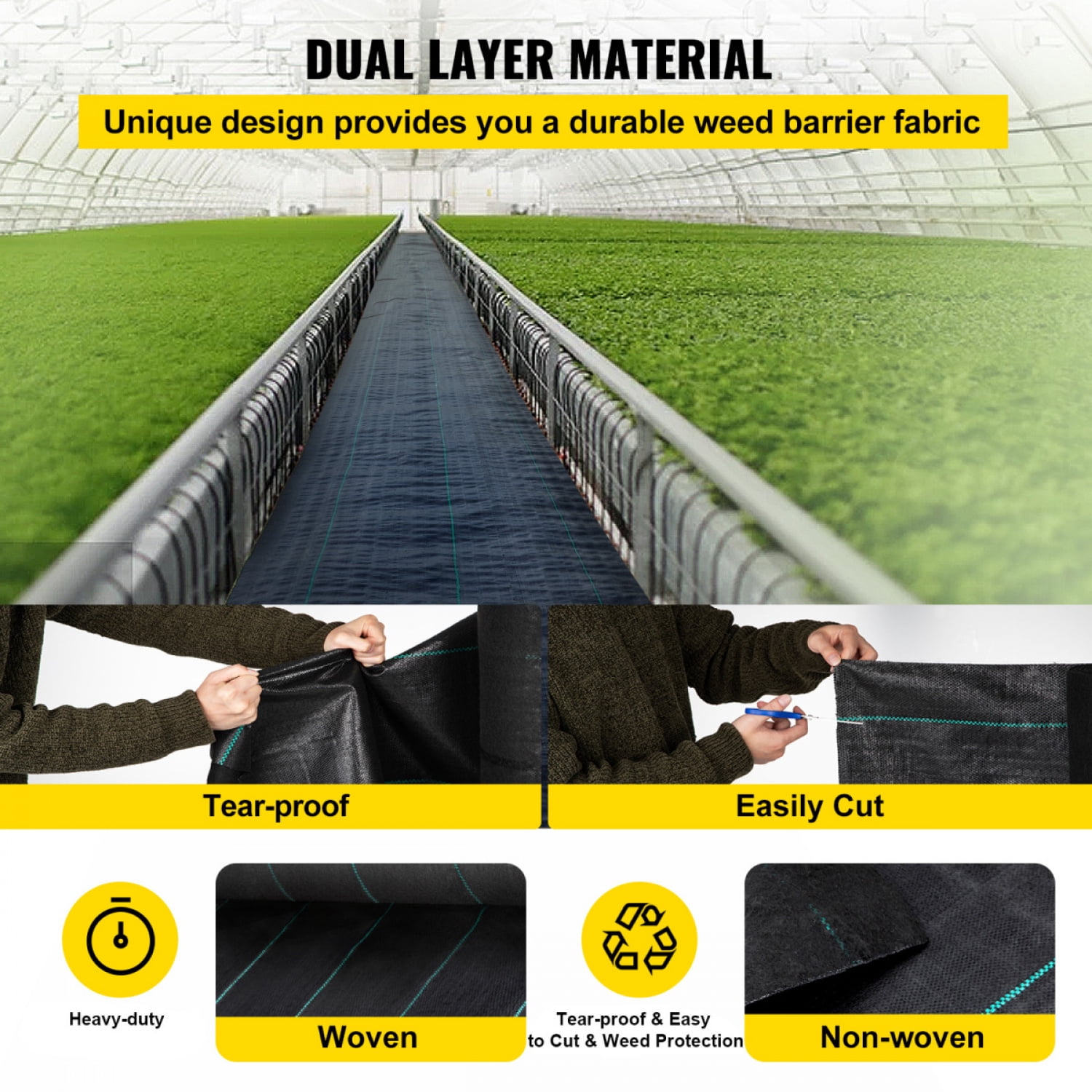 4ft x 100ft Black Woven Geotextile Garden Weed Barrier Fabric 5.8 OZ ...