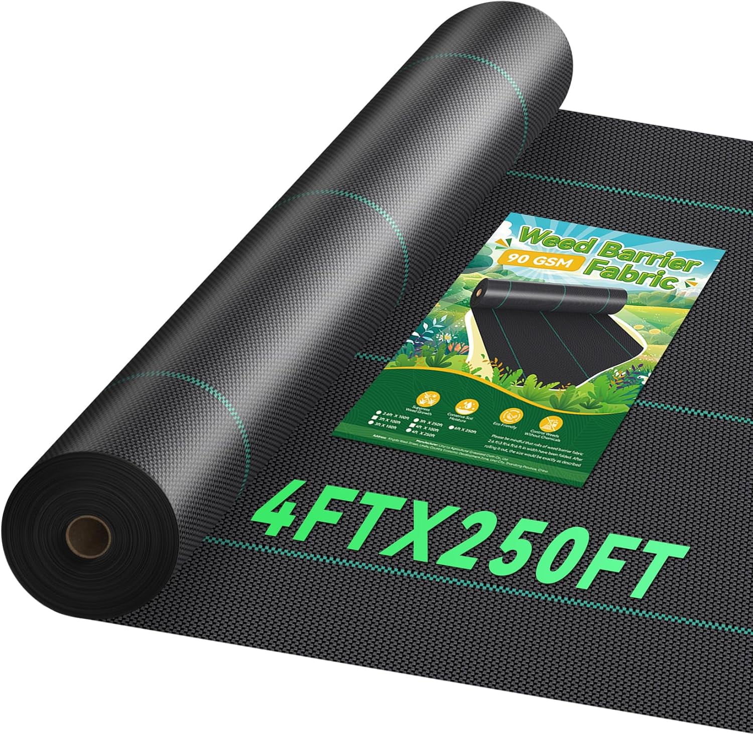 4ftx250ft Landscape Fabric, Weed Barrier Fabric Heavy Duty 3.2oz, Woven ...