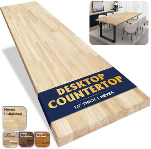 4ftx30 x1.5 Desktop Hevea Butcher Block Countertop, Unfinished Solid ...