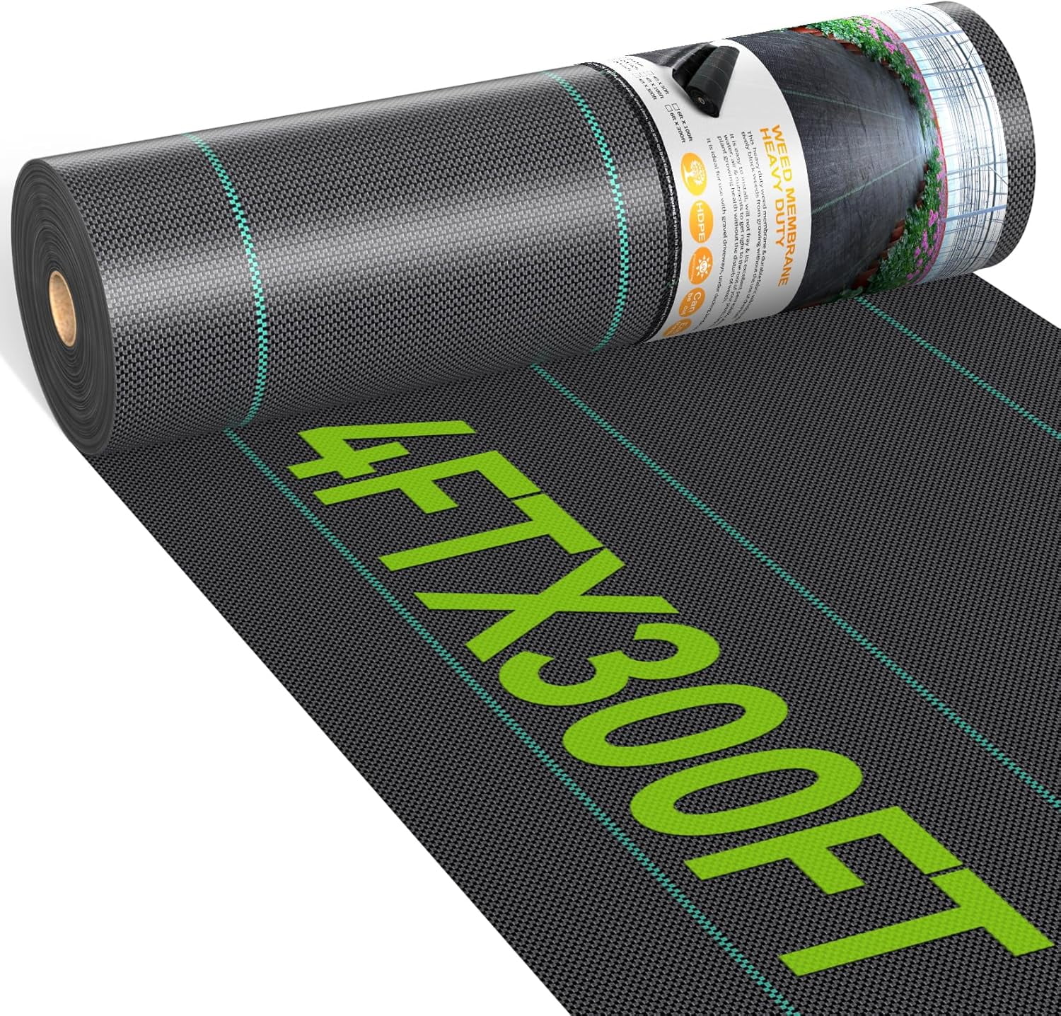 4ftx300ft Weed Barrier Landscape Fabric Heavy Duty, Woven Weed Control ...