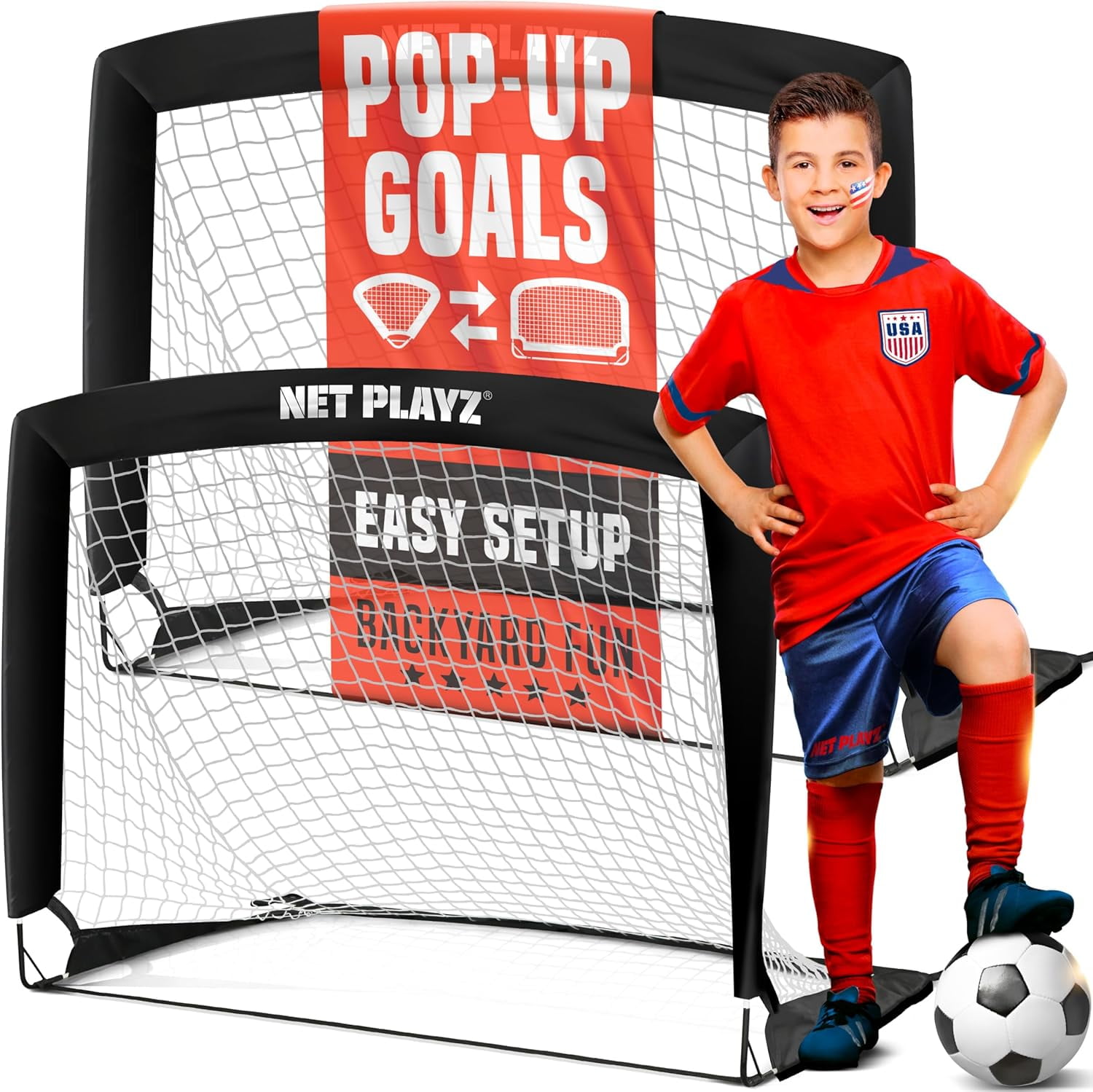 4ftx3ft Easy Fold-Up Portable Training Soccer Goal, 36" D x 48" W x 36 ...