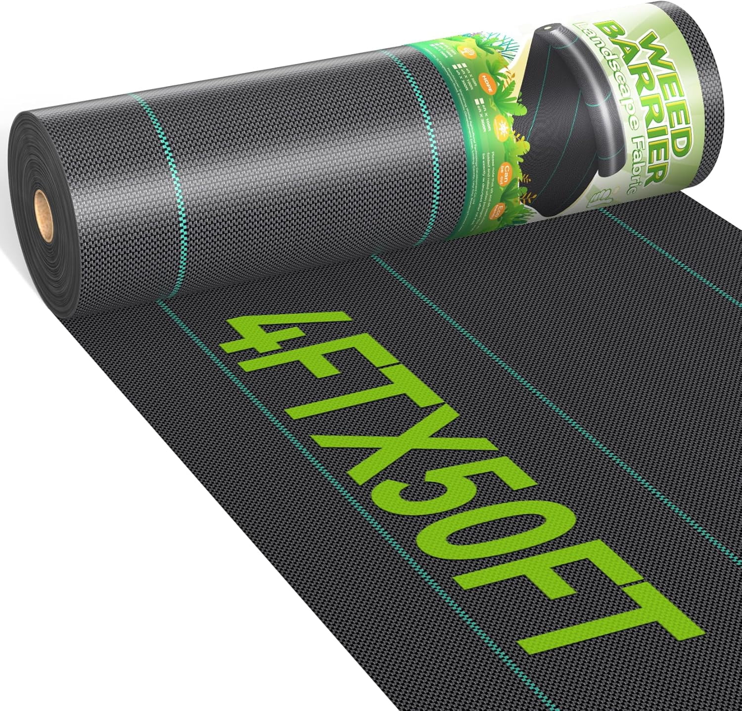 4ftx50ft Weed Barrier Landscape 3.2oz Fabric , Woven Weed Control Cloth ...