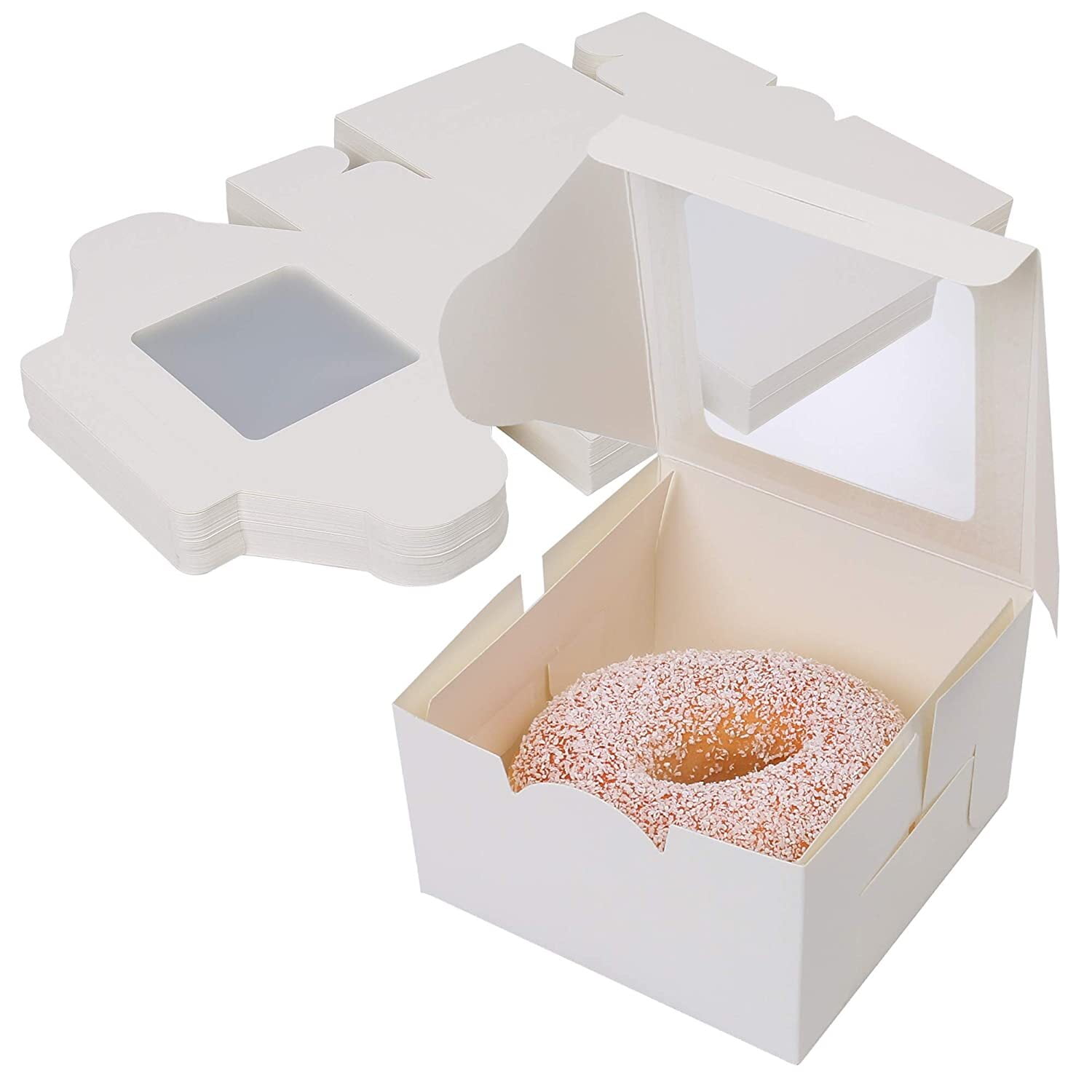 4in Bakery Boxes Small Treat Boxes Cookie Boxes with Window Pastry ...