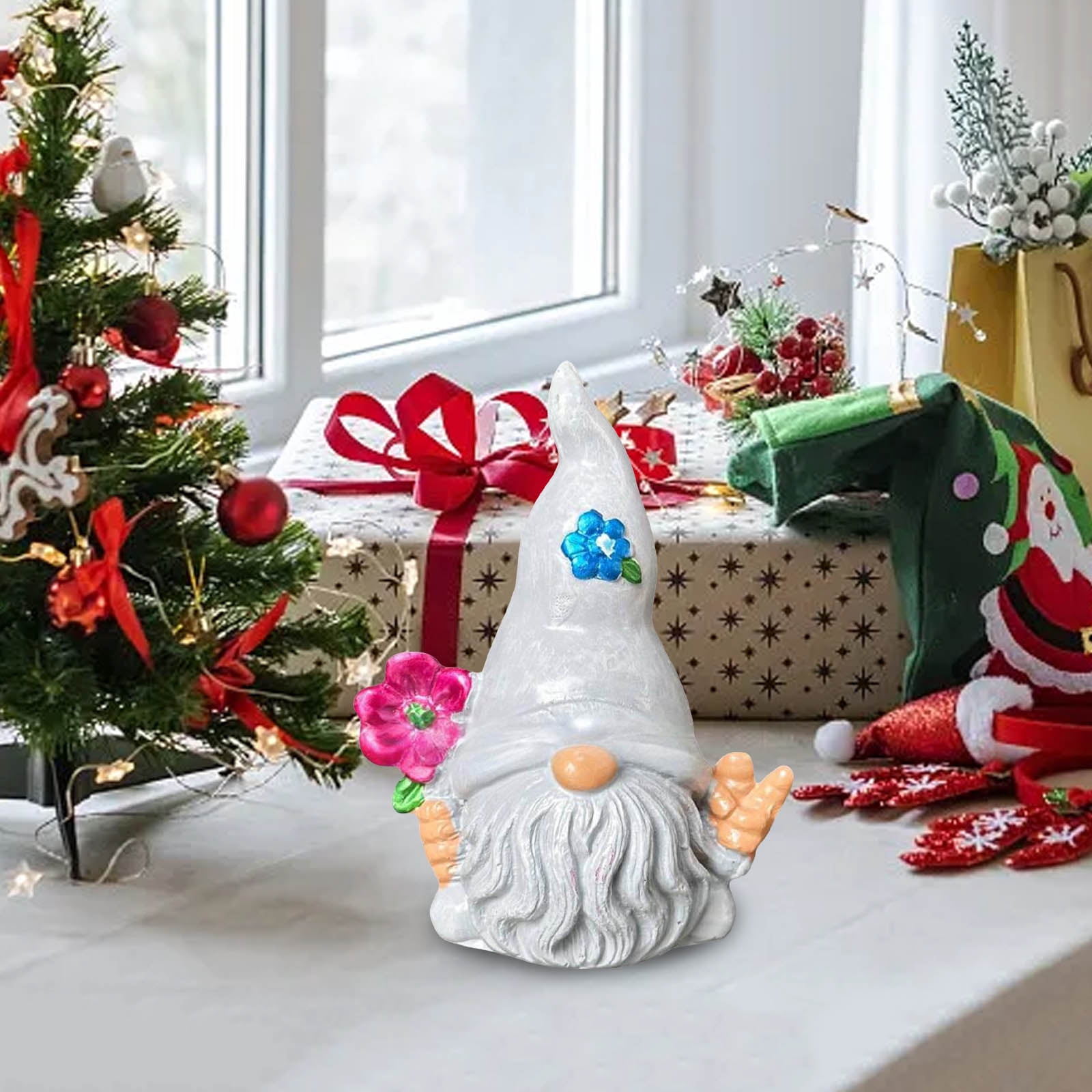 4in Christmas Garden Statues Resin Figurines for Indoor and Outdoor ...