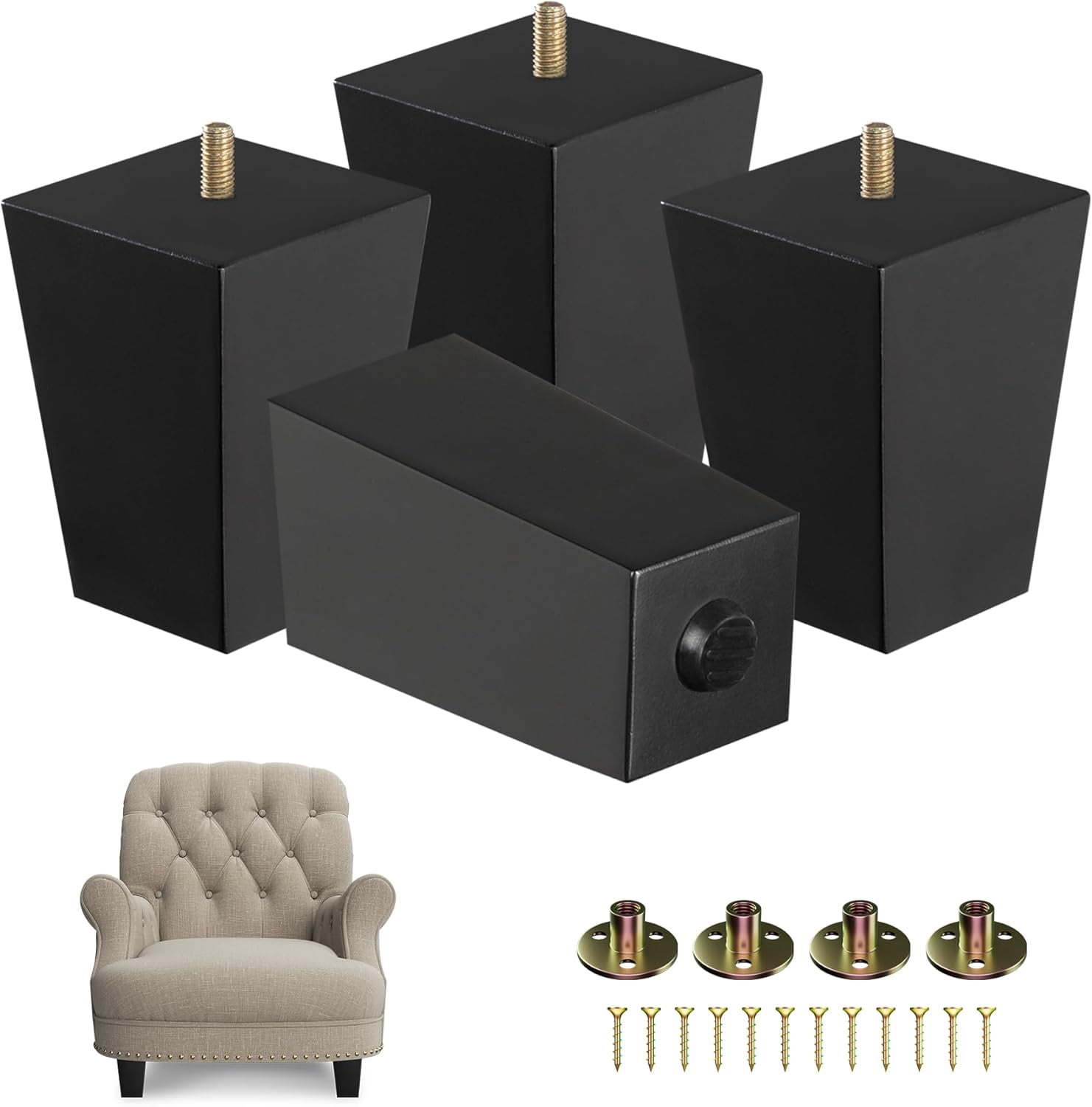 4in Leg Square - Black - Walmart.com