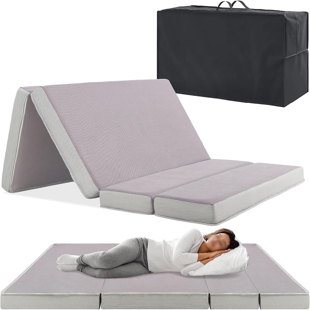 4in Portable Twin-Size Mattress, Folding Mattress Topper for Camping ...