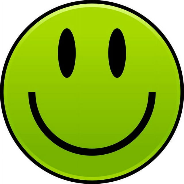 4in X 4in Green Happy Face Sticker - Walmart.com