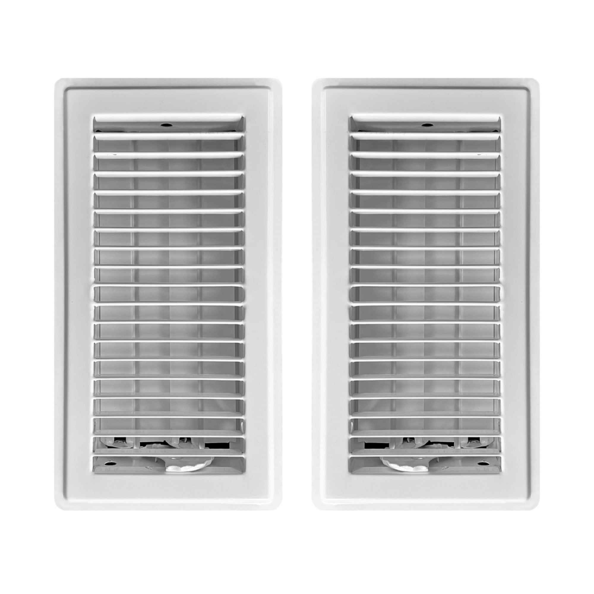 4in x 10in Basic White Metal Rectangular Floor Louvered Register (2 ...