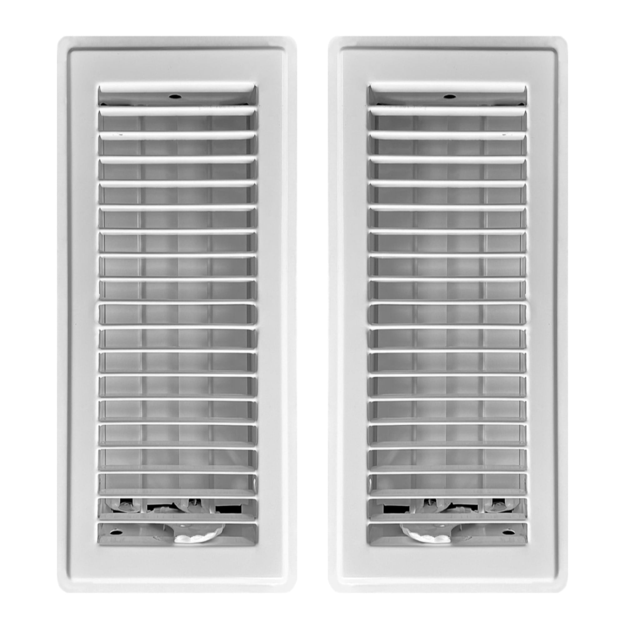 4in x 14in Basic White Metal Heating and Cooling Floor Louvered ...