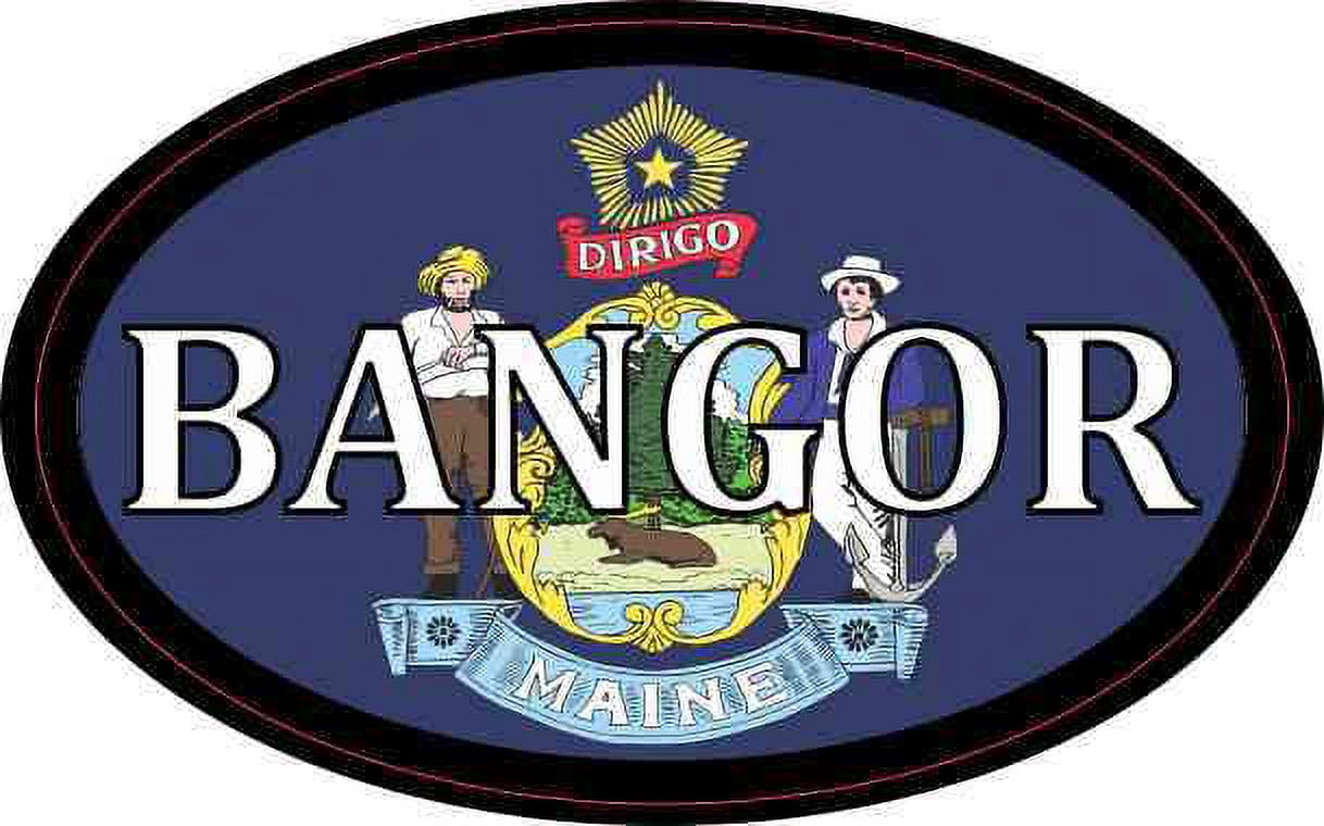 4in x 2.5in Oval Maine Flag Bangor Sticker - Walmart.com