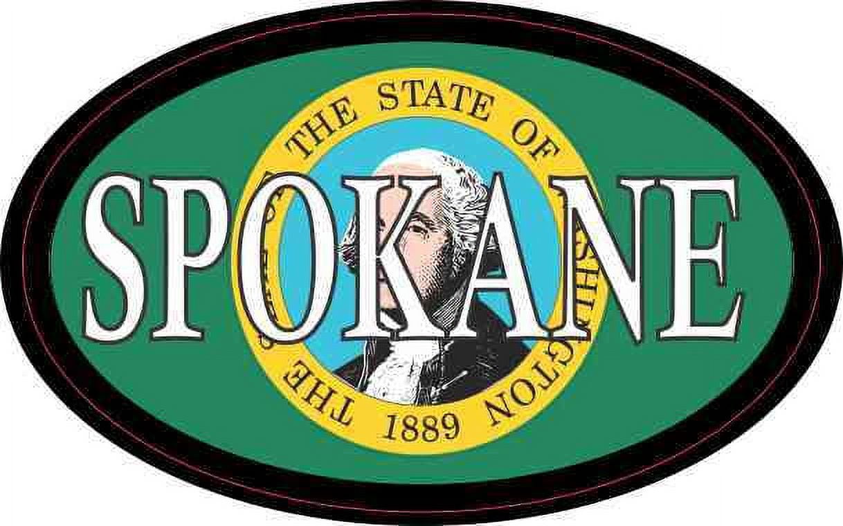 4in x 2.5in Oval Washington Flag Spokane Sticker - Walmart.com