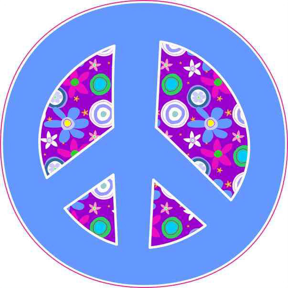 4in x 4in Blue Floral Peace Symbol Sticker Vinyl Cup Decal Bumper ...
