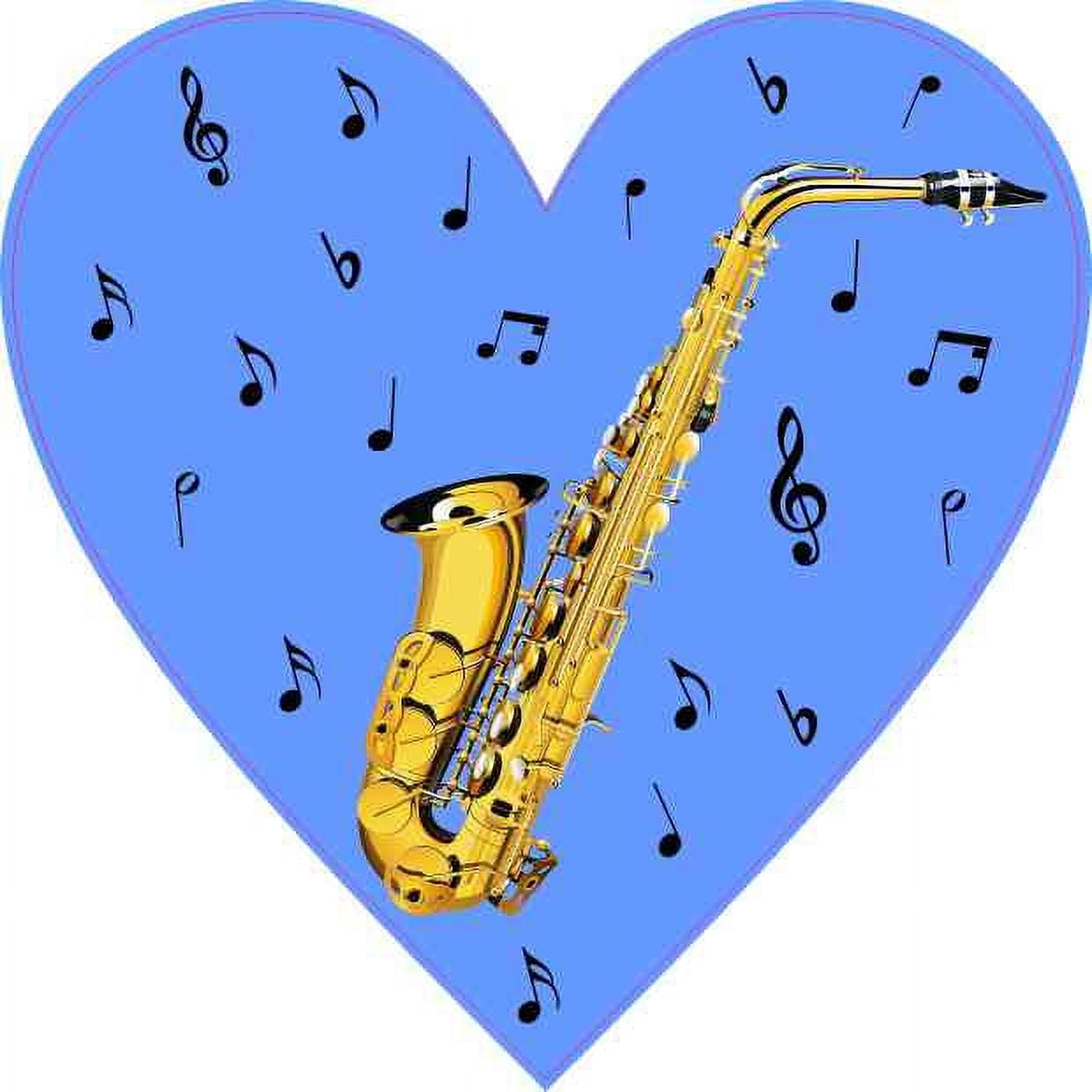 4in x 4in Blue Saxophone Heart Sticker Vinyl Cup Decal Car Bumper ...