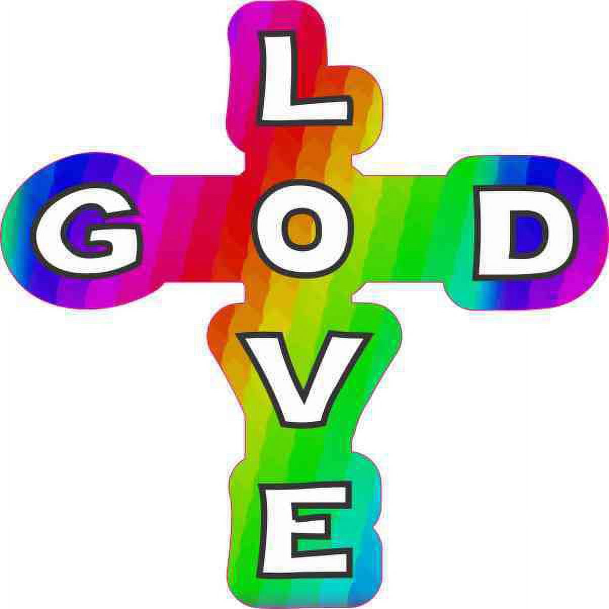 4in x 4in Rainbow God Love Cross Sticker Religious Car Window Bumper ...