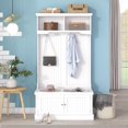 4in1 Hall Tree Storage Cabinet With 4 Hooks Shoe Bench Storage Space ...