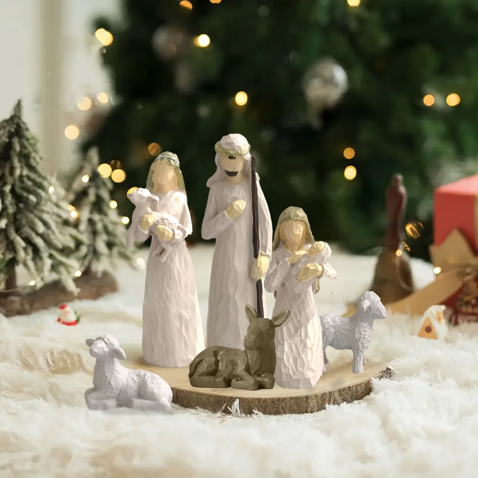 4inch 6-Piece Christmas Nativity Set–Hand-painted sculpted figures of ...