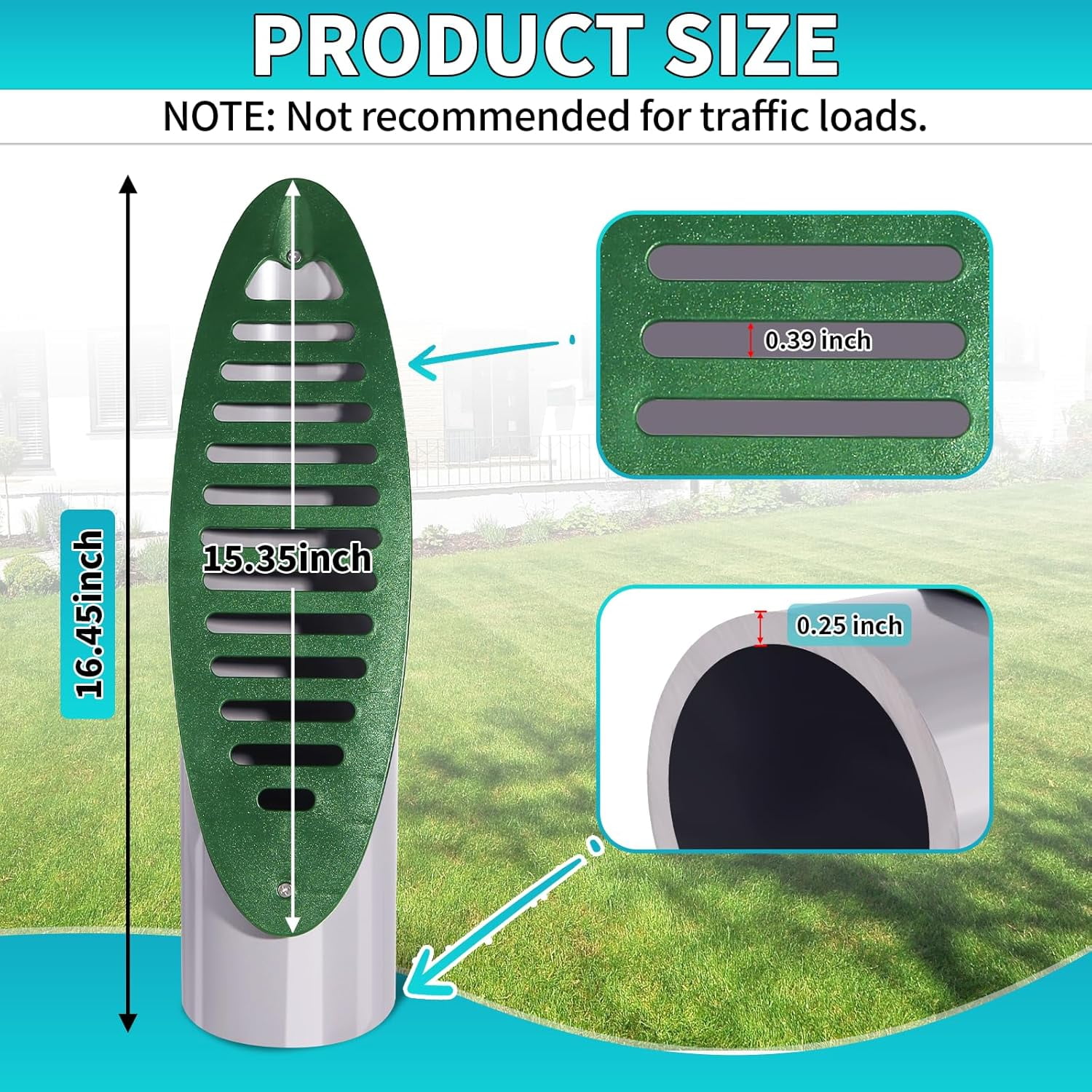 4inch Angled Drainage Grate for Yard Drains, Green Pipe Gutter Drain ...