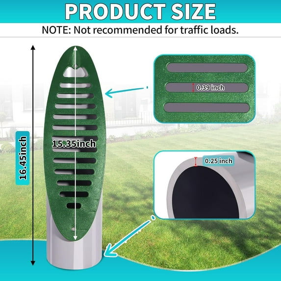 4inch Angled Drainage Grate for Yard Drains, Green Pipe Gutter Drain ...