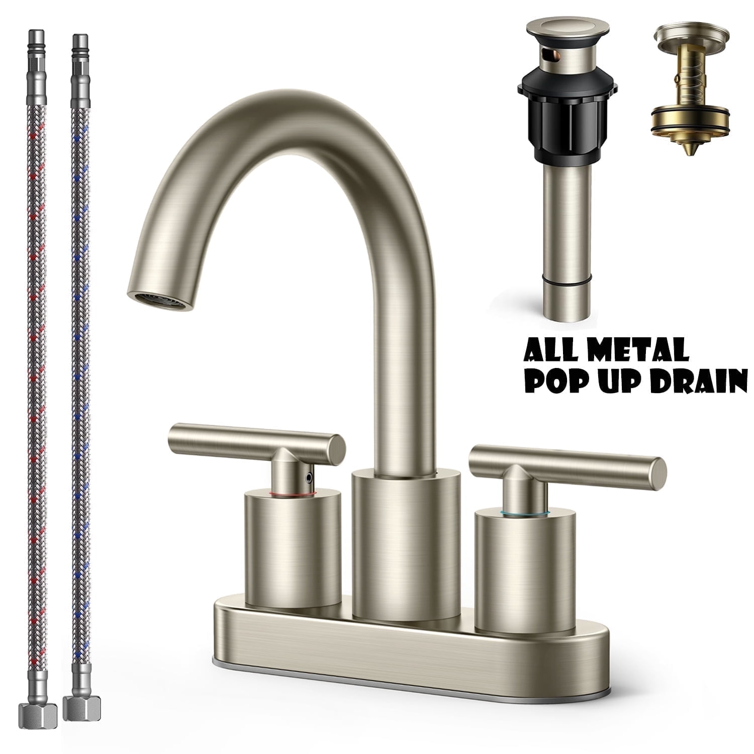 4inch Centerset Bathroom Faucets, Stainless Steel 2 Handle Lavatory ...