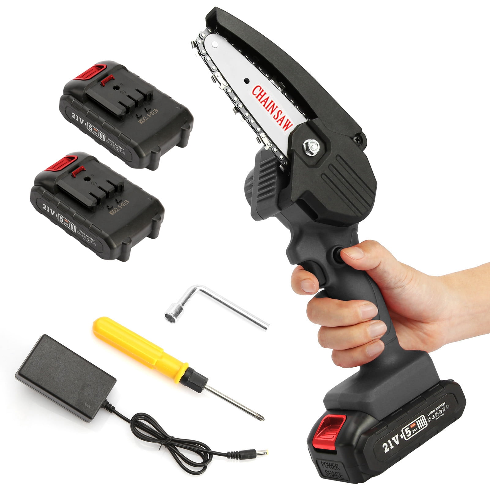 4inch Mini Cordless Electric Chain Saw Hand-held Portable Rechargeable ...