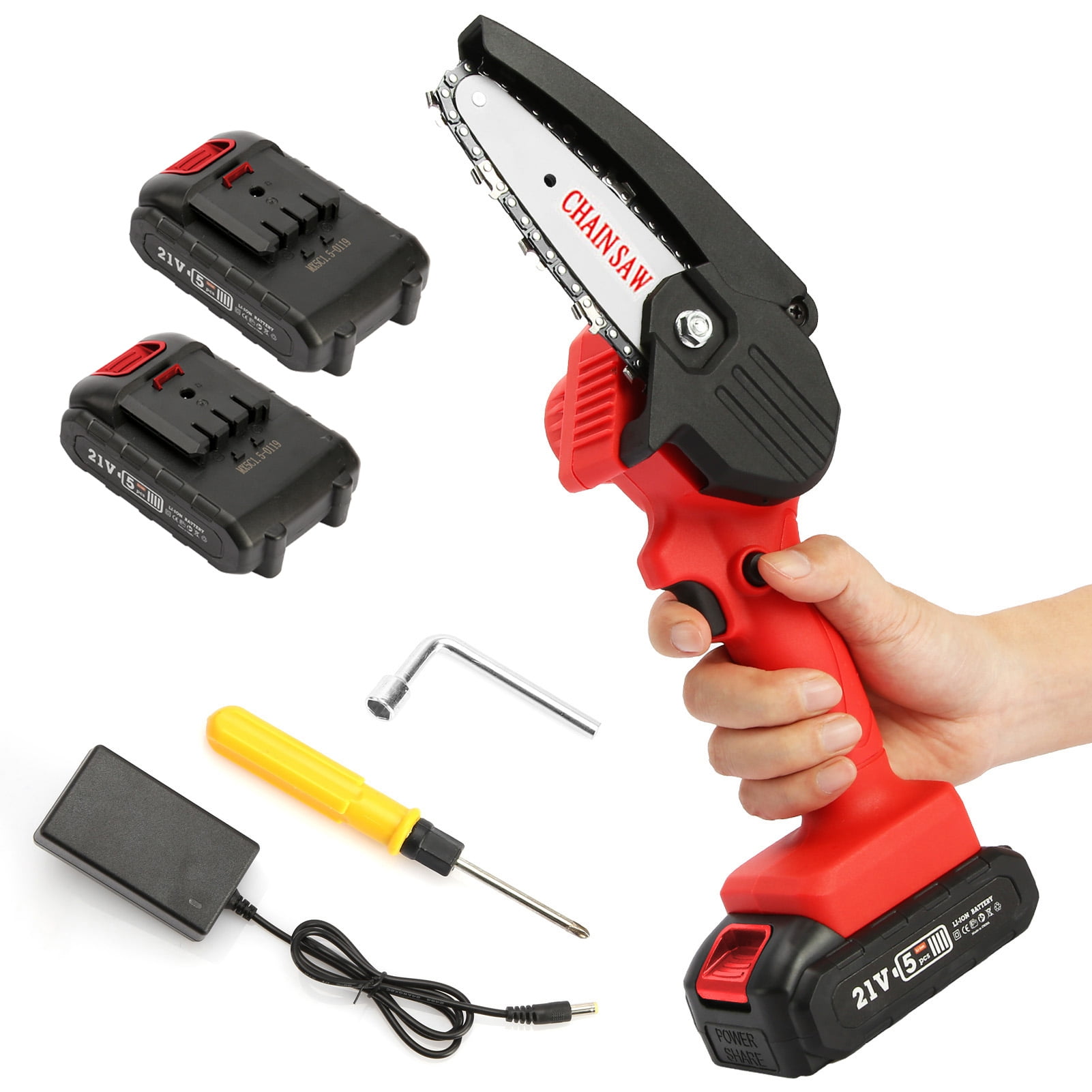 4inch Mini Cordless Electric Chain Saw Hand-held Portable Rechargeable ...