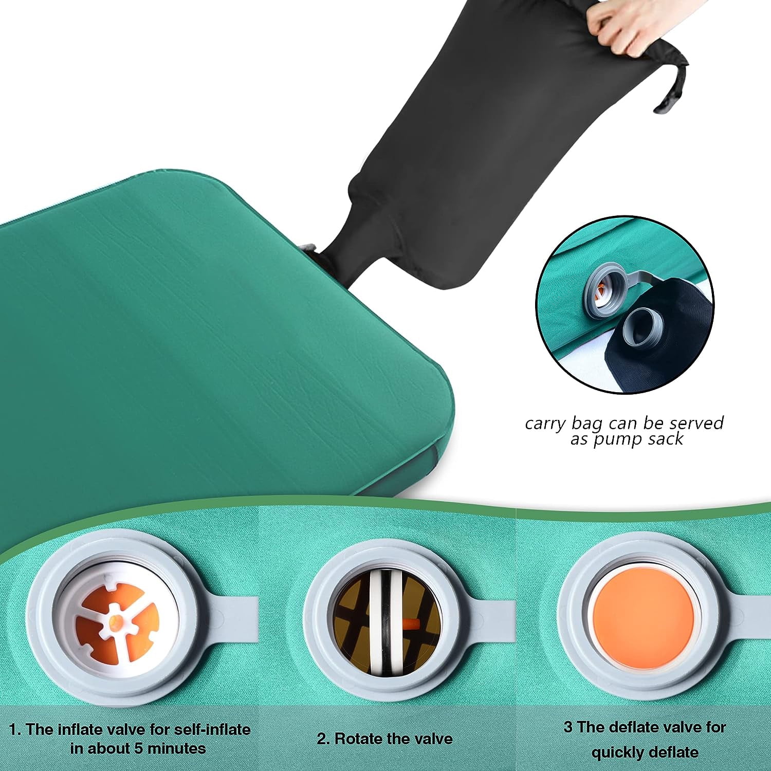 4inch Self-Inflating Sleeping Pad for Camping, Outdoor Large 80”×30 ...